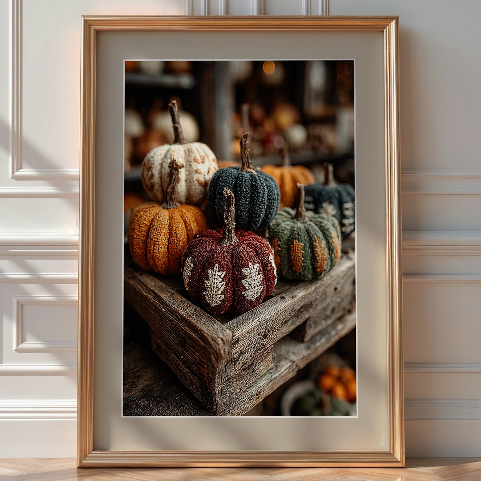 Knitted Pumpkins Poster – Craft-Core Autumn Decor - Just Great Posters