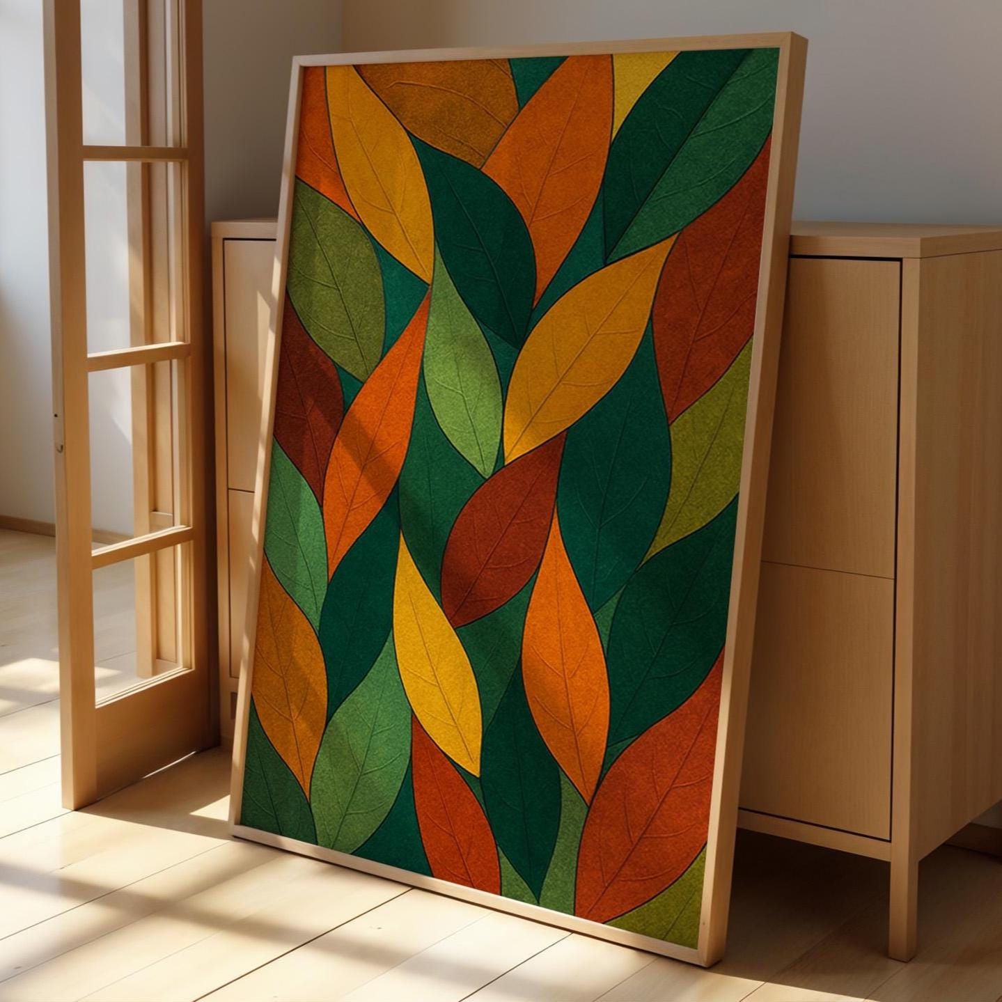 Mid Century Modern Leaf Wall Art Print – Minimalist Botanical Poster ...