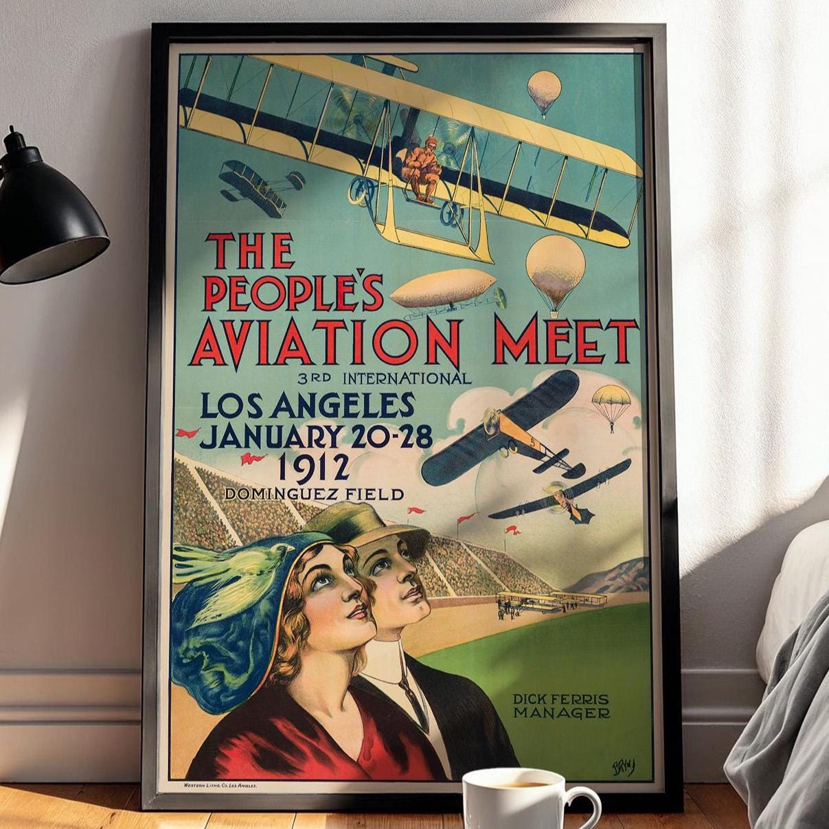 Vintage Aviation Poster Print – 1912 People’s Air Meet Reprint – Domin ...