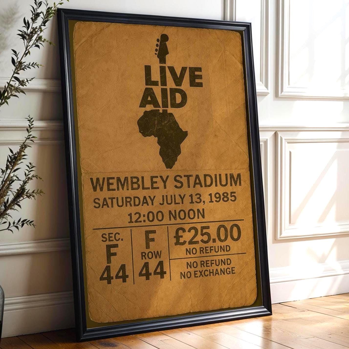 Live Aid 1985 Ticket Print – Vintage-Style Music Poster Featuring Icon ...