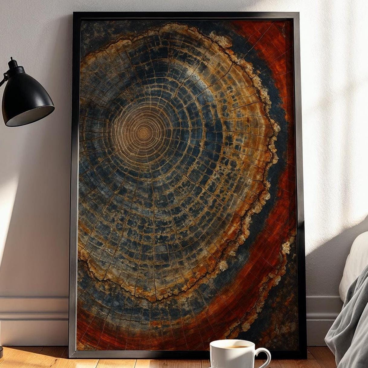 Tree Ring Wall Art – Petrified Wood Cross Section Poster in Earthy Ton ...