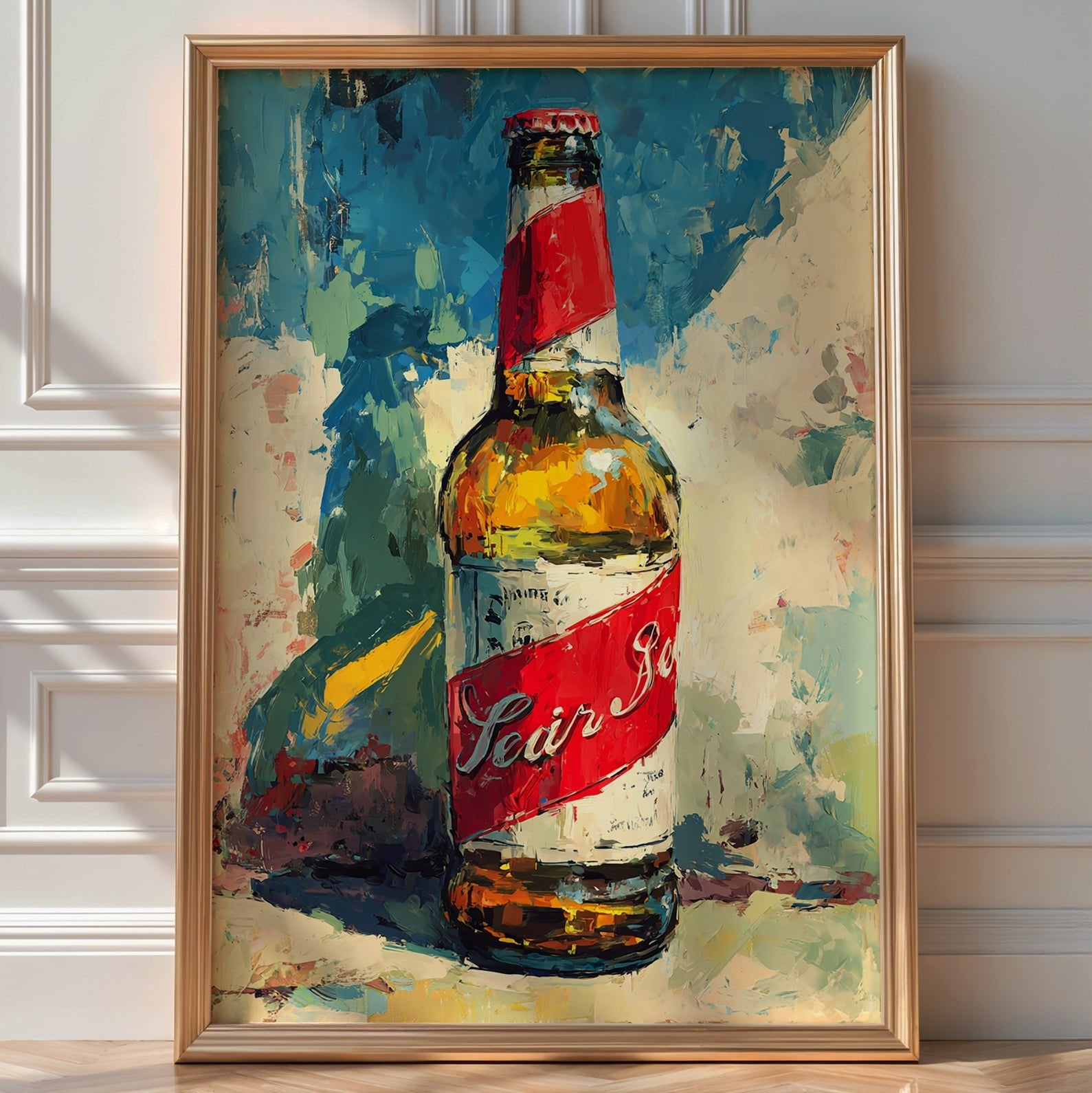 Painterly Vintage Beer Bottle – Pop Art Alcohol Print - Just Great Posters