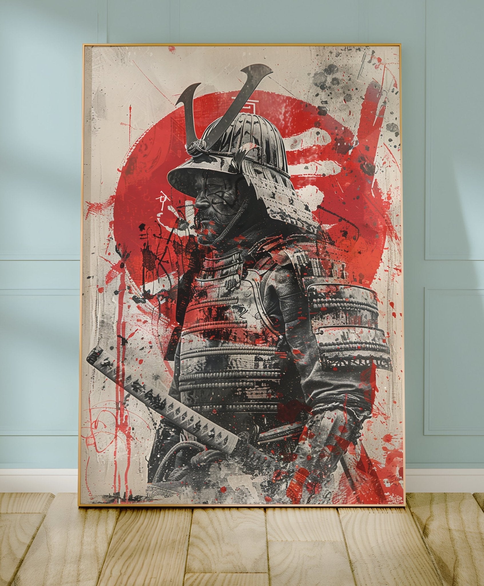Samurai Warrior in Armor Poster – Japanese Katana Art Print – Just ...